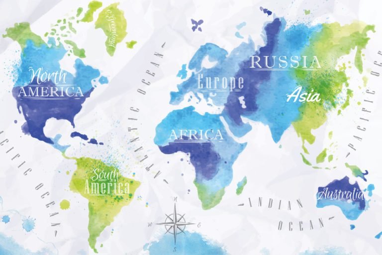 Aqua World Map – Print A Wallpaper