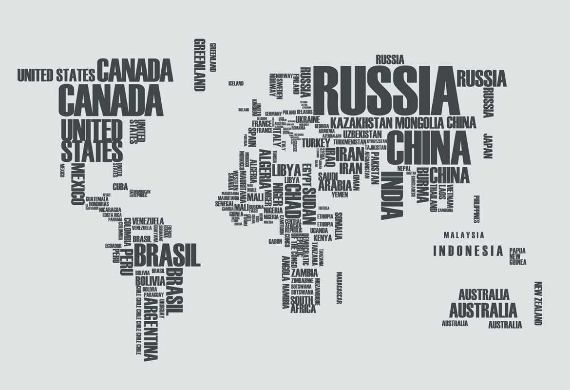 Text World Map – Print A Wallpaper