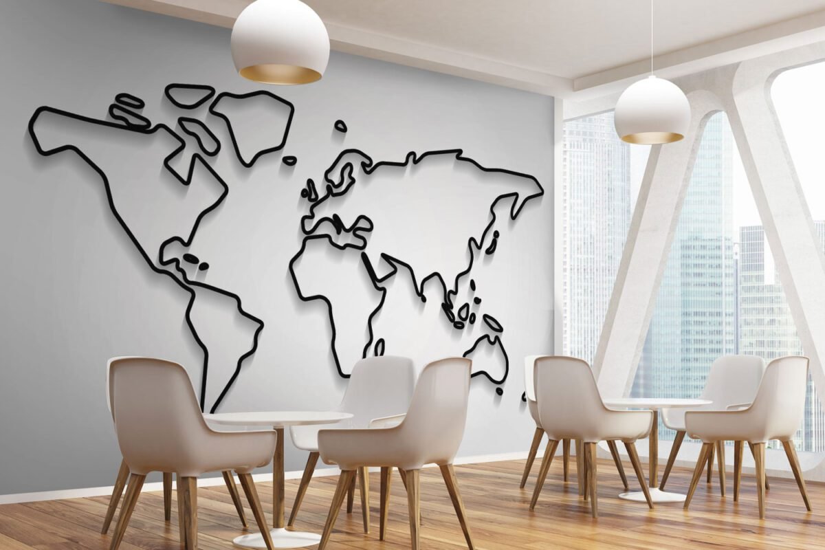 Lined World Map – Print A Wallpaper